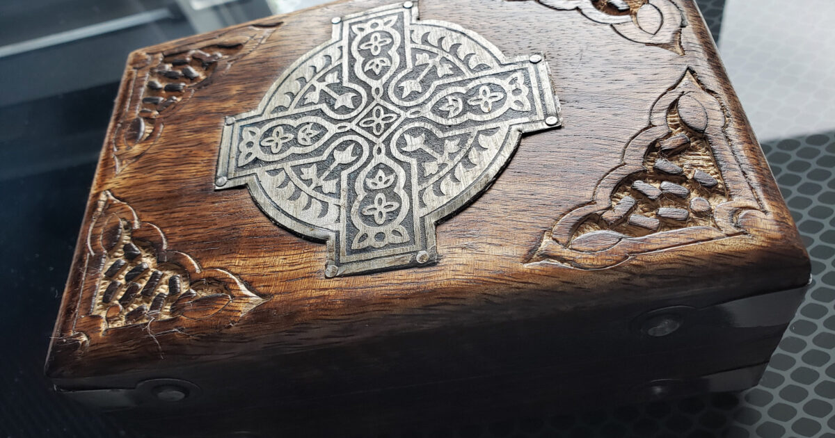 Metal Cross Wood Celtic Box, Irish Wooden Box, Renaissance Welsh ...
