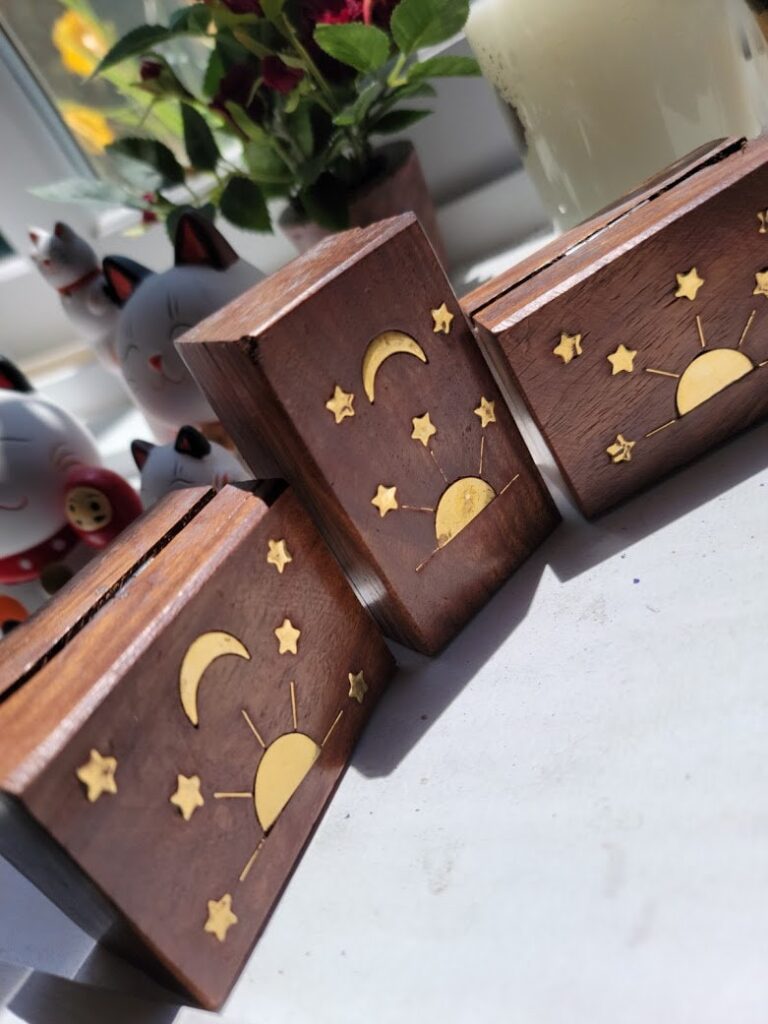 Small Celestial Wood Celtic Box Metal Inlay | The World Tree