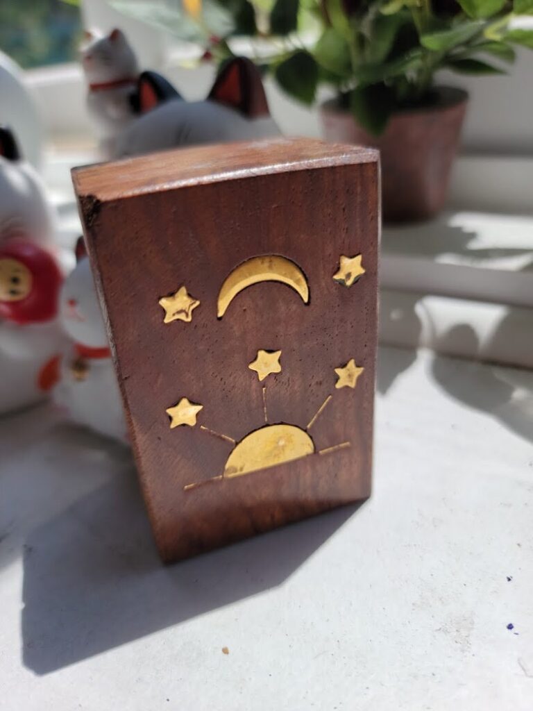 Small Celestial Wood Celtic Box Metal Inlay | The World Tree