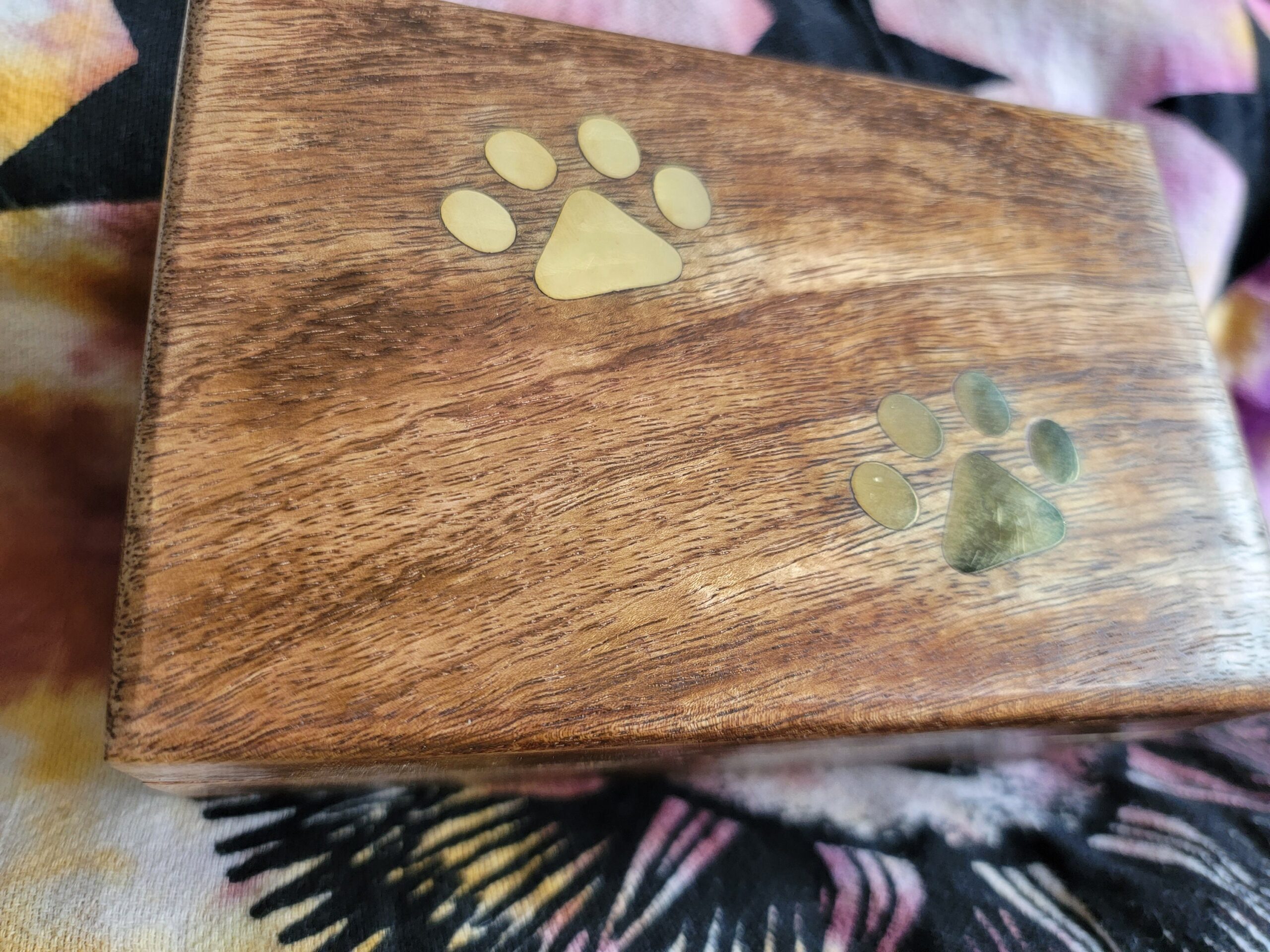Paw Print Wood Box Metal Inlay | The World Tree